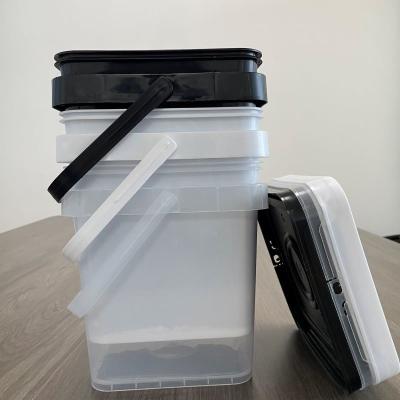 China Polypropylene Square Pail Black Color 1-6.5 Gallon Plastic Square Bucket with Printed for sale