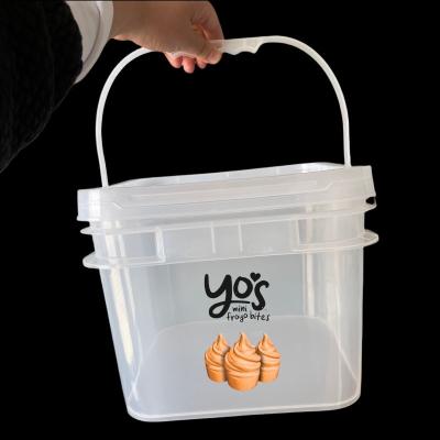China Supply Plastic Bucket 1L 2L 3L 5L Clear Square Pail for Drink Printing Heat Transfer for sale