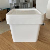 China Customize 4L Square Plastic Bucket Food Container with Blue Color and Printed Pattern for sale
