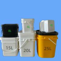 China Transparent 20L 25L Square Plastic Bucket With Handle and Lid Accessories for Storage for sale