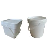 China 5L Custom Colors Logo Clear Plastic Round Bucket With Handle And Lid For Food Packing for sale