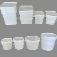 China 5L Custom Colors Logo Clear Plastic Round Bucket With Handle And Lid For Food Packing for sale
