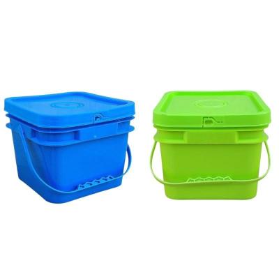 China Customizable 8L Square Plastic Bucket for Packaging 2 Gallon Square Pail in Yellow for sale