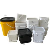 China Polypropylene Black Square Bucket 1L 2L 3L 5L 6L 10L 15L 20L 25L Pail With Handle for sale