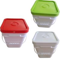 China Polypropylene Black Square Bucket 1L 2L 3L 5L 6L 10L 15L 20L 25L Pail With Handle for sale