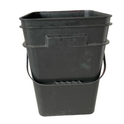 China 20L 25L Black Plastic Pail Barrel Square Bucket for Snack Transportation Equipment for sale