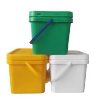 China 1.0 to 2.5 MM Thickness Square Color Plastic Bucket Pail with Easy Open and Close Lid for sale
