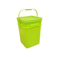 China 1.0 to 2.5 MM Thickness Square Color Plastic Bucket Pail with Easy Open and Close Lid for sale