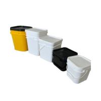 China 5 Gallon 6 Gallon 7 Gallon Square Plastic Buckets with Handle Food Grade Polypropylene for sale
