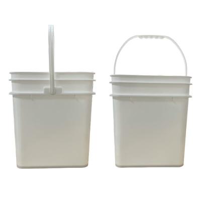 China 20L 25L Square Plastic Buckets With Handle and Lid for Manure Pet Food Coffee Bean and Nut for sale