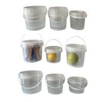 China Food Grade Plastic Barrels Container 1L 2L 5L Round Clear Plastic Bucket for Cream Milk for sale