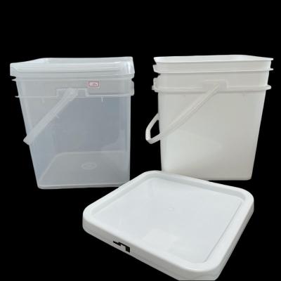 China 15L/4 Gallon Square Plastic Bucket with Heat Transfer Printing and Easy-Opening Lid for sale