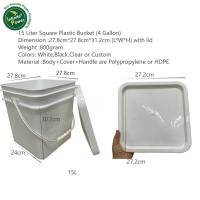 China Customizable 15L Square Plastic Pail with Printing Handle and Accessories for sale
