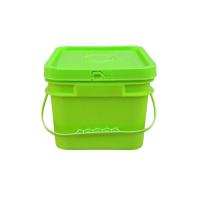 China Pet Food Custom Printed Square Pail Plastic Square Bucket with Lid Durable and Sturdy for sale