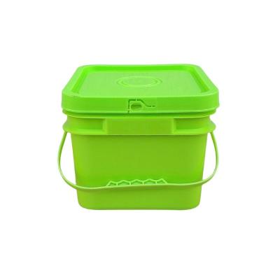 China Pet Food Custom Printed Square Pail Plastic Square Bucket with Lid Durable and Sturdy for sale