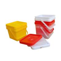 China Pet Food Custom Printed Square Pail Plastic Square Bucket with Lid Durable and Sturdy for sale