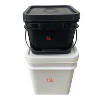 China Pet Food Custom Printed Square Pail Plastic Square Bucket with Lid Durable and Sturdy for sale