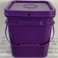 China Construction Black Plastic Pail Square Bucket with 4 Sides Logo Printing in Black Color for sale