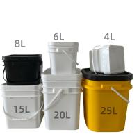 China Polypropylene Accessories Heavy Duty Square Plastic Bucket 2 Gallon 4 Gallon Square Pail with Lid and Handle for sale