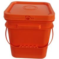 China Custom Printed Plastic Bucket for Food Grade Storage Container in White Square Design for sale