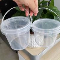 China Bucket with Color Lid Plastic Round Candy Bucket Coffee Bean Bucket for sale