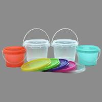 China Bucket with Color Lid Plastic Round Candy Bucket Coffee Bean Bucket for sale