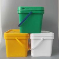 China Polypropylene/HDPE Square Plastic Buckets with Lid and Handle Custom Color Printing for sale