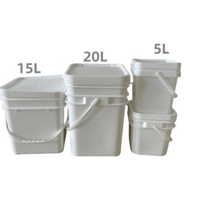 China 1.0 to 2.5 MM Thickness Polypropylene 5 Gallon Square Pail 4 Sides Printed Pet Treat Buckets for sale