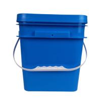 China 1.0 to 2.5 MM Thickness Polypropylene 5 Gallon Square Pail 4 Sides Printed Pet Treat Buckets for sale