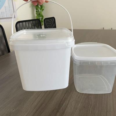China GAP/ISO/FDA Certified Square Plastic Bucket in 500ml 1L 2L 3L 4L 5L Sizes for Snacks for sale