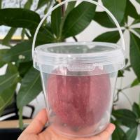 China 1000ml Clear Plastic Bucket Container with Silk Screen and Heat Transfer Printing for sale