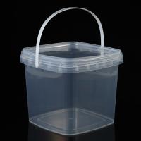 China Square 2L 3L 5L 8L 10L Clear Plastic Bucket with Easy Open and Close Lid Customize Round for sale