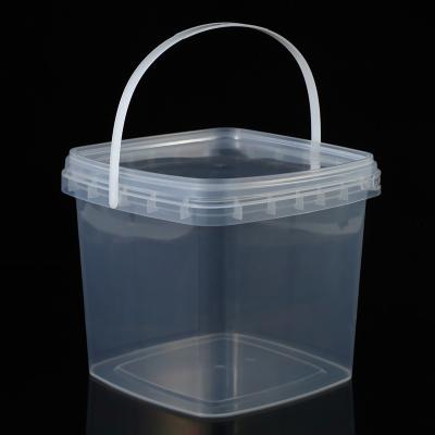 China Square 2L 3L 5L 8L 10L Clear Plastic Bucket with Easy Open and Close Lid Customize Round for sale