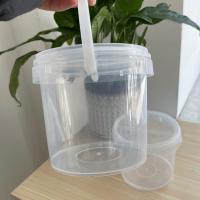 China Round 1000ml 32oz Clear Bucket Food Grade Container Plastic Pail with Easy-Opening Lid for sale