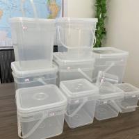 China Yellow Plastic Bucket 1-20L Transparent Square Pail with Lid Silk Screen Print for sale