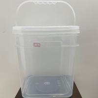 China Silk Screen Printing Plastic Bucket Container 1-25L Square Clear and White Food Grade for sale