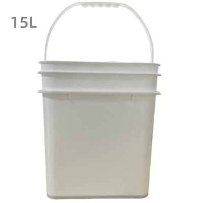 China Recycle and Industrial 4 Gallon Square Bucket with Lid 15 Liter Plastic Pail for sale