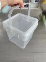 China 1L 3L 5L 10L 15L 20L 25L Pet Food Clear Plastic Square Bucket with Lid and Handle for sale