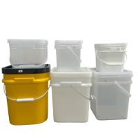 China Clear or White Square Plastic Bucket Seed Pail Printing Silk screem /Heat transfer/IML for sale