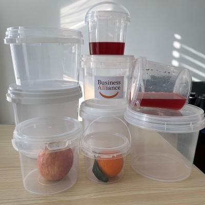 China GAP/ISO/FDA Certified 300ml 500ml 800ml 1L 2L 3L 5L Clear Plastic Bucket Pail for Food for sale