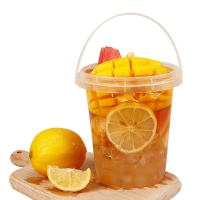 China 8oz 12oz 24oz 32oz Fruit Yogurt Milk Tea Takeout Plastic Drink Bucket with Lid and Modern for sale