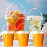 China 8oz 12oz 24oz 32oz Fruit Yogurt Milk Tea Takeout Plastic Drink Bucket with Lid and Modern for sale
