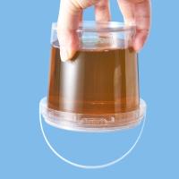China Yellow 200ml 350ml 500mL 750ml 1L Plastic Buckets With Lids And Handle for Food Packaging for sale