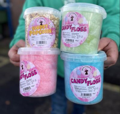 China Printing Silk Screen Cotton Candy Bucket with Air tight Lid Round Clear Food Container for sale