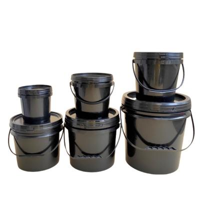 China Round 1L 2L 3L 4L 5L Black or White Plastic Bucket with Lid Thickness 1.0 to 2.5 MM for sale