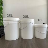 China 25L White Color Plastic Round Bucket Plastic Pail for Transparent Drink and Industrial for sale