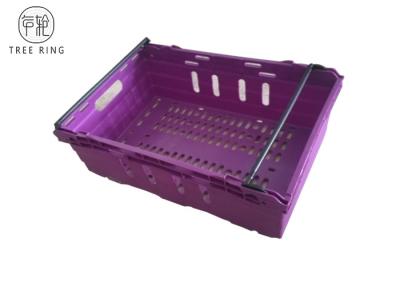 China Food Arm Stack Nest Collapsible Plastic Crate 49L Supermarket Style 600 * 400 * 190 for sale