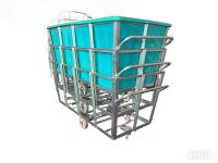 China 1300L Ergonomic Rotomolded Poly Box Truck   Heavy-Duty Fabric Trolley with Galvanized Steel Base for sale