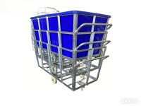 China 1300L Ergonomic Rotomolded Poly Box Truck   Heavy-Duty Fabric Trolley with Galvanized Steel Base for sale