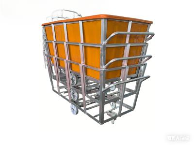 China 1300L Ergonomic Rotomolded Poly Box Truck   Heavy-Duty Fabric Trolley with Galvanized Steel Base for sale